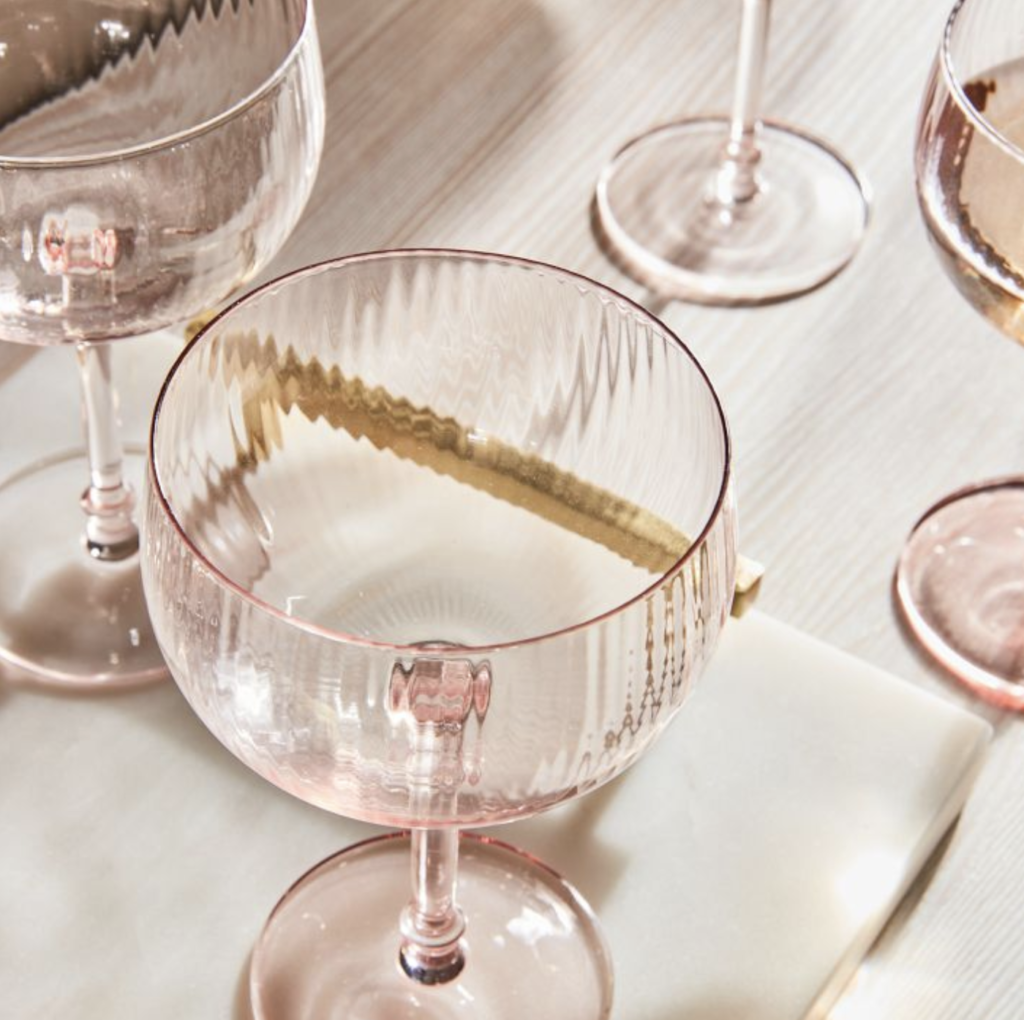 Pinky Fluted Glass - Twinkle With Design